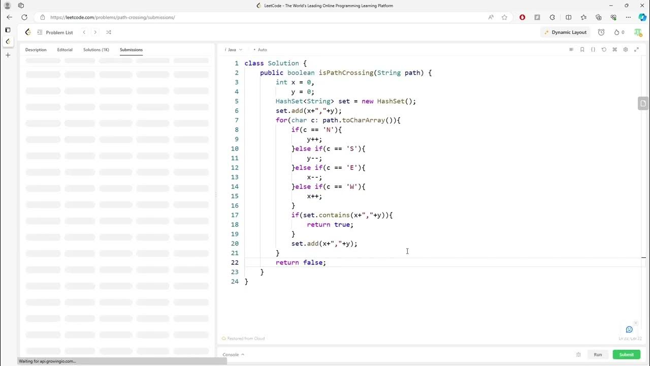 LeetCode 1496 | Path Crossing | Java - YouTube