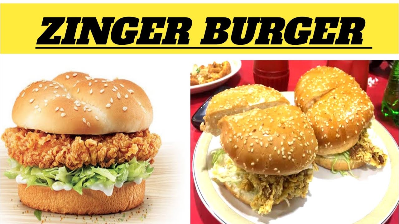 kfc style zinger burger || crispy zinger burger || zinger burger recipe ...