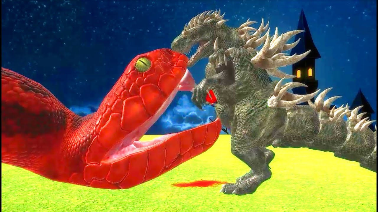 Godzilla vs the giant snake - Animal Revolt Battle Simulator - YouTube