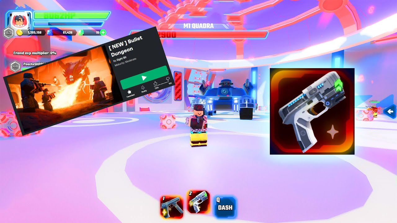 Roblox BULLET DUNGEON - 🔲 SCI-FI PISTOL kill very Fasty ! - YouTube