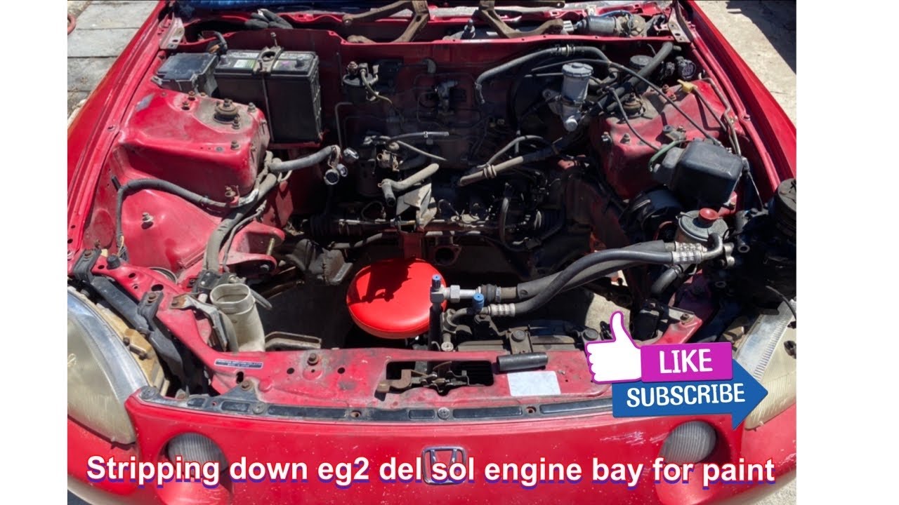 Vlog #2 eg2 Honda Del Sol build engine bay prep after b16 removal for ...