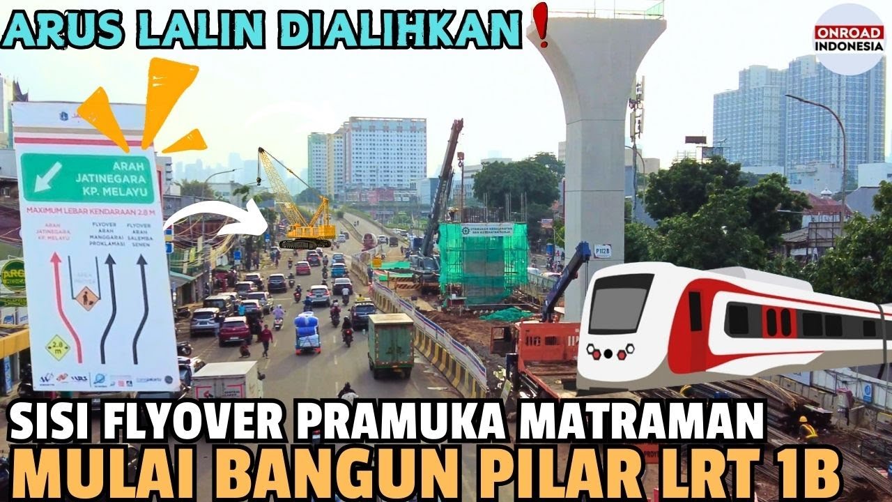 Mulai KERJA & LALIN DIALIHKAN !! PEMBANGUN PONDASI TIANG LRT 1B DISISI ...
