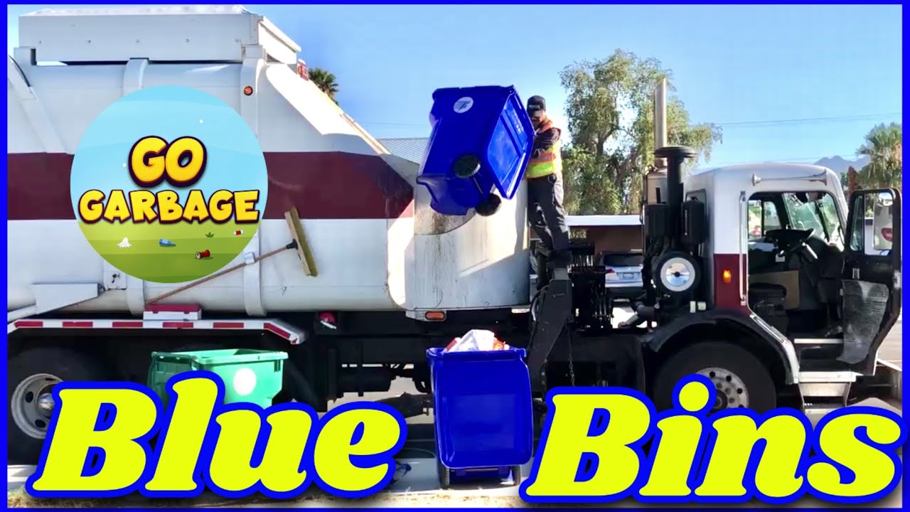 Garbage Truck Picks Up Blue Bins/Recycling - YouTube