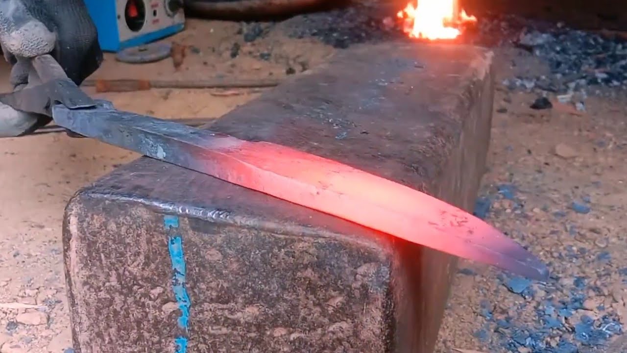 blacksmithing~ making a dangerous knife | forging knife - YouTube