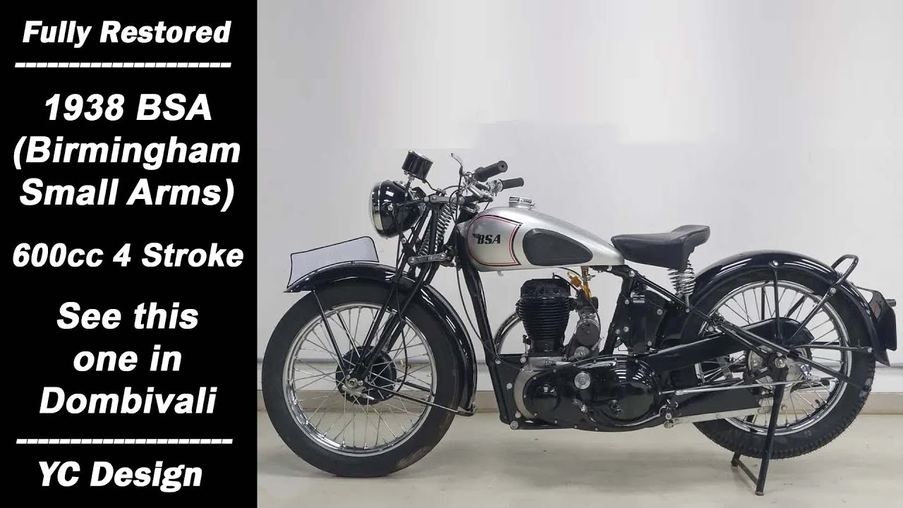 1938 BSA (Birmingham Small Arms) | Fully Restored 600 cc | 4 Stroke ...