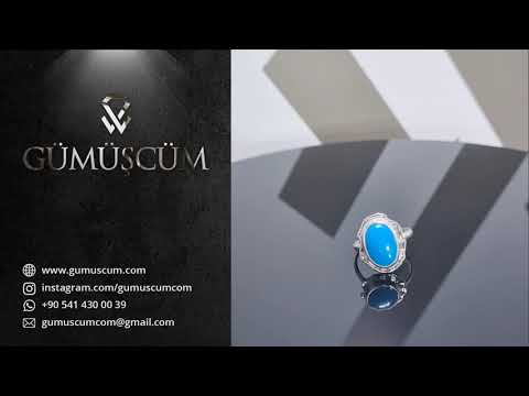 Turkuaz Taşlı Otantik Gümüş Yüzük | Gümüş Yüzük Modelleri | Gümüşcüm.com