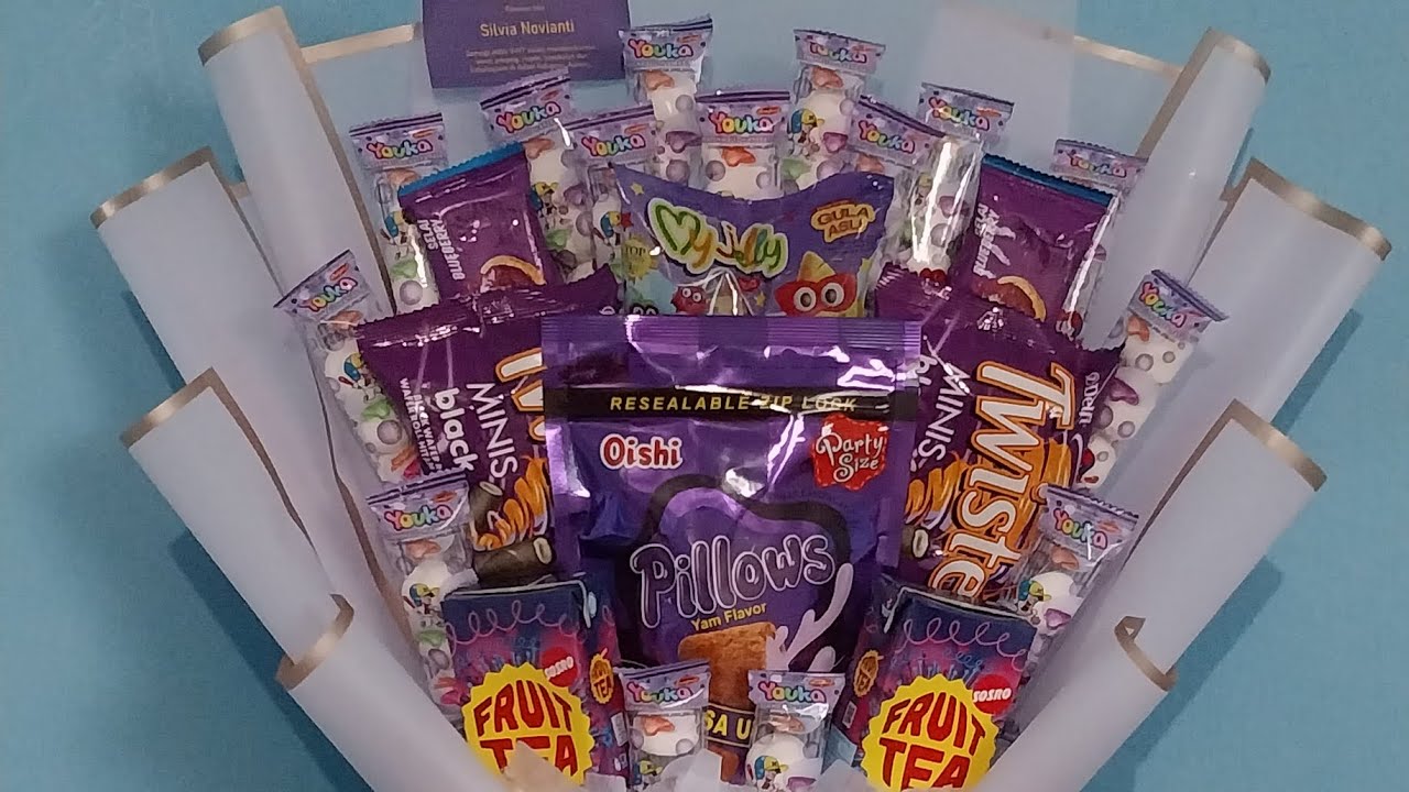 BIKIN SNACK BOUQUET TEMA UNGU 💜 - YouTube
