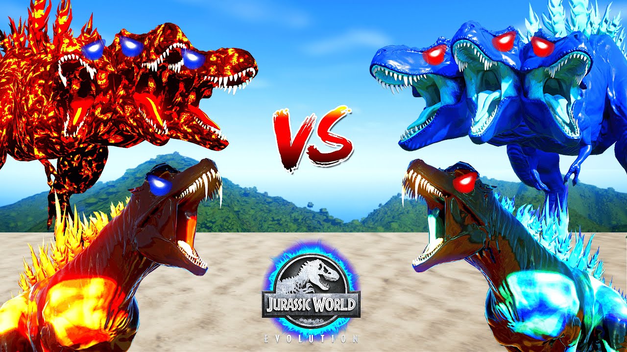 Fire Godzilla Team vs Ice Godzilla Team Dinosaurs Fighting - Jurassic ...