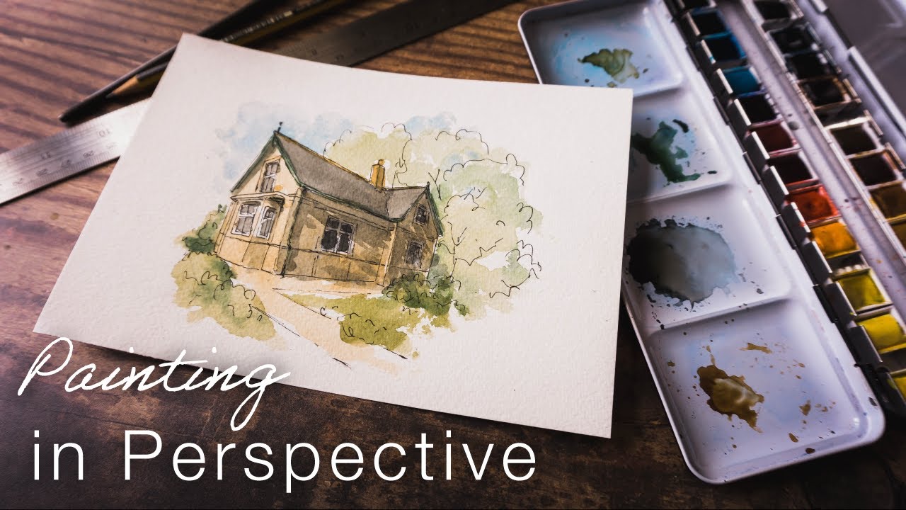 Watercolour and Pen | Drawing Houses in Perspective - YouTube