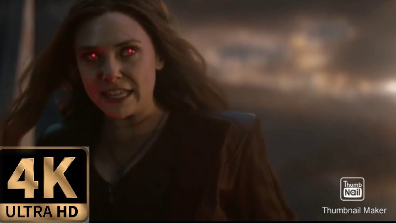 Wanda Maximoff & Captain Marvel vs Thanos [ 4K 60FPS] | Full screen ...