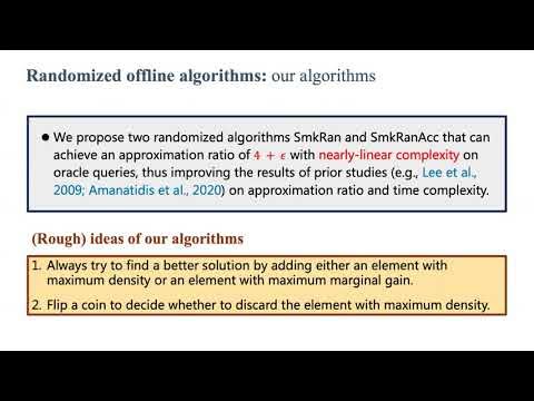 5B 2 Approximation Algorithms for Submodular Data Summarization with a Knapsack Constraint - YouTube