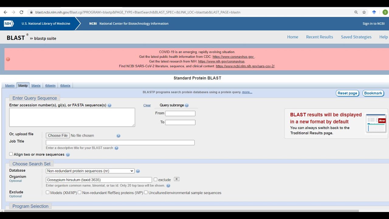 Protein BLAST Demonstration - YouTube