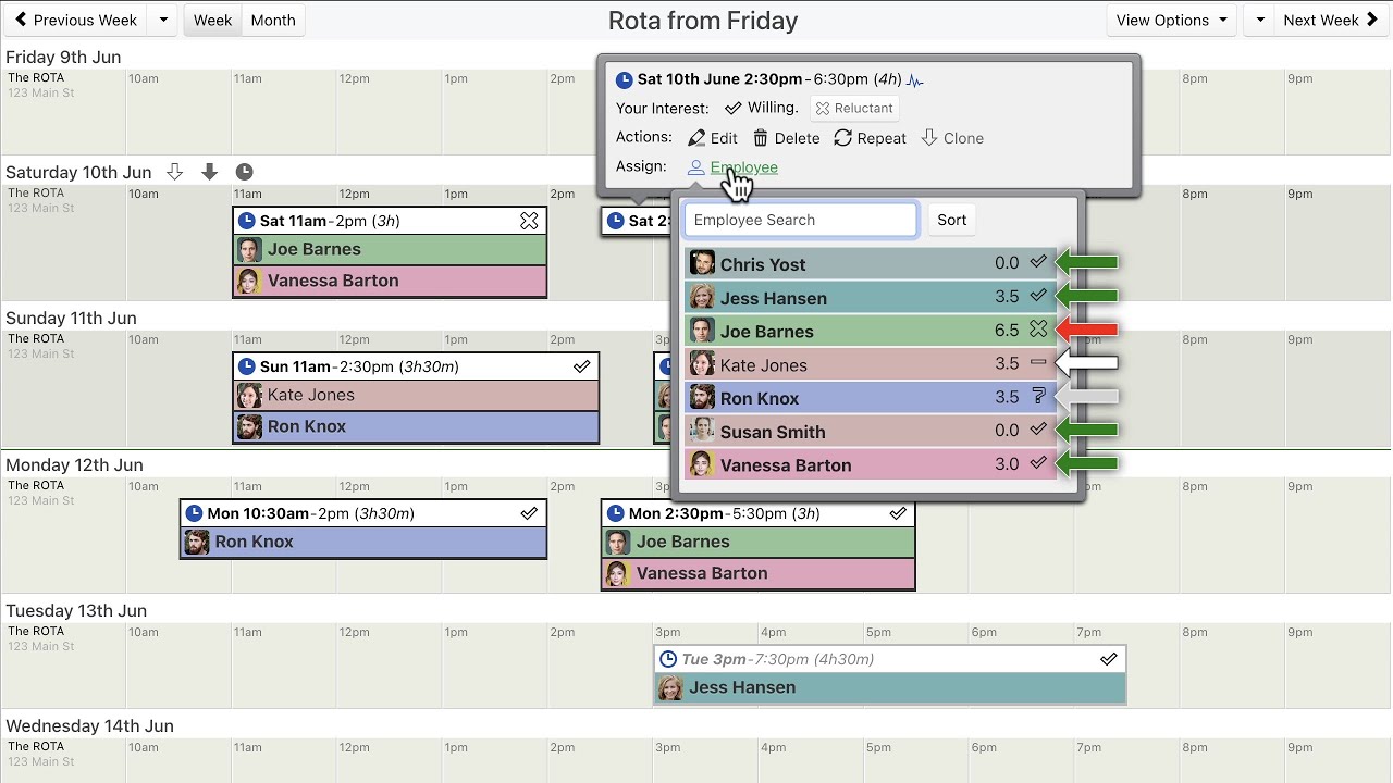 Assigning Employees to Shifts - Rotaville Rota Software - YouTube