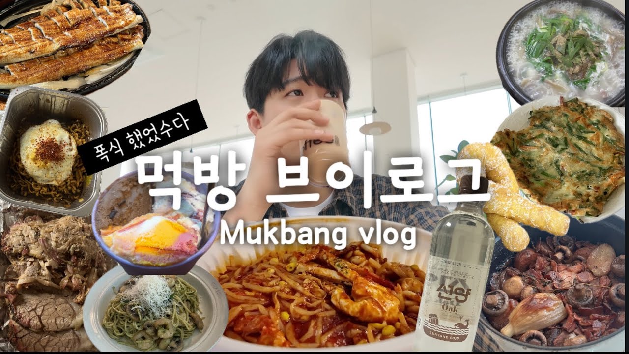 먹방 Vlog 폭식 했었수다⁉️” 먹어도 먹어도 끝나지 않는 먹부림🫠 드디어 인생 소주 찾음 꽃게찜•비프부르기뇽•장어구이정식•텍사스바베큐•소머리국밥•짜파게티•선양