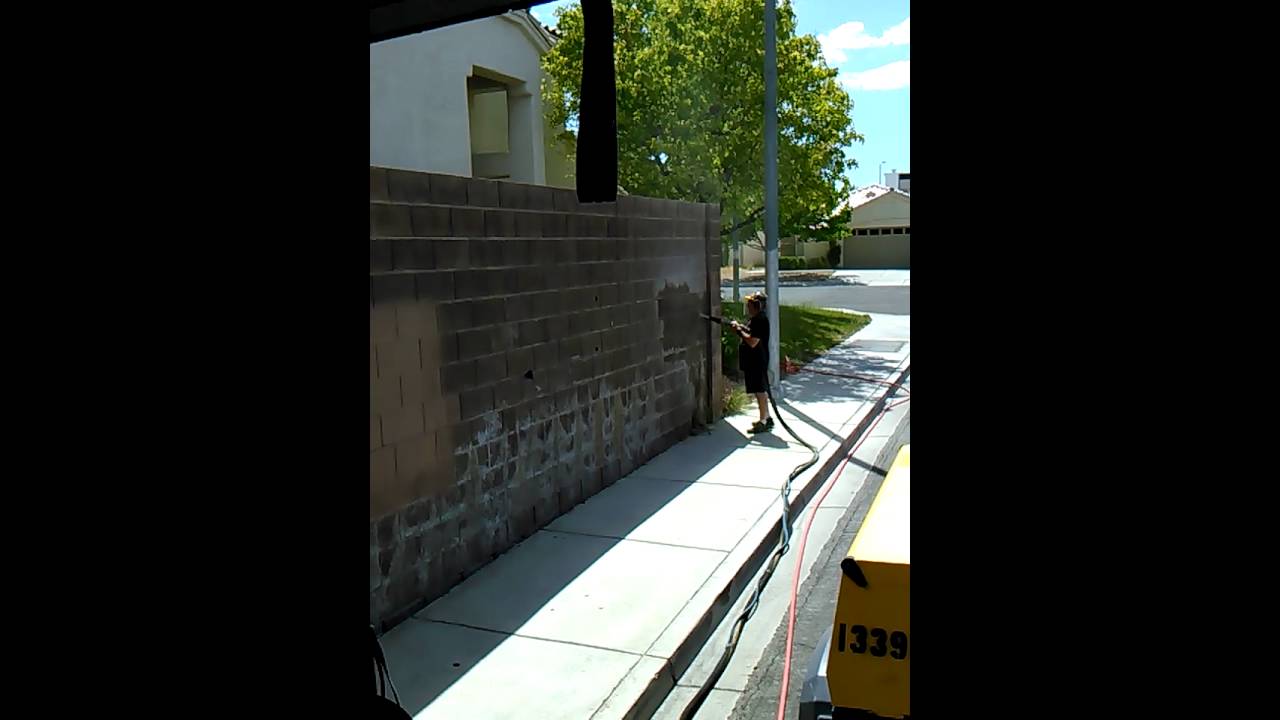 Dustless Blasting Concrete Block Wall - YouTube