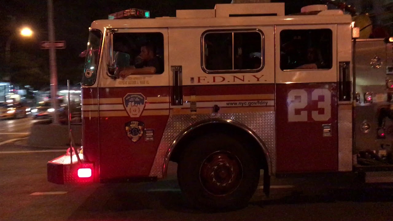 FDNY ENGINE 23 SPARE RESPONDING ON BROADWAY ON THE WEST SIDE OF ...