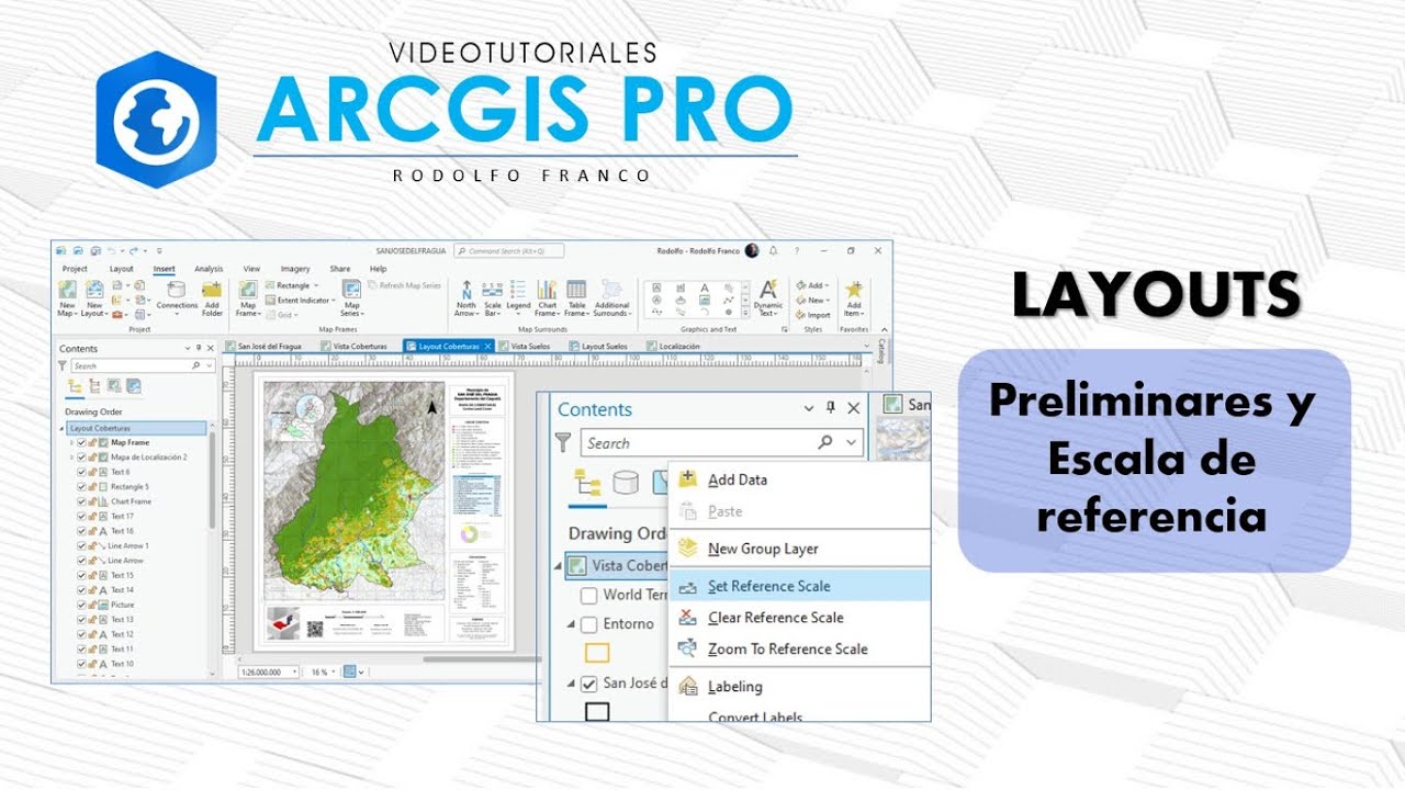 ArcGIS Pro - Layouts - Preliminares y escala de referencia - YouTube