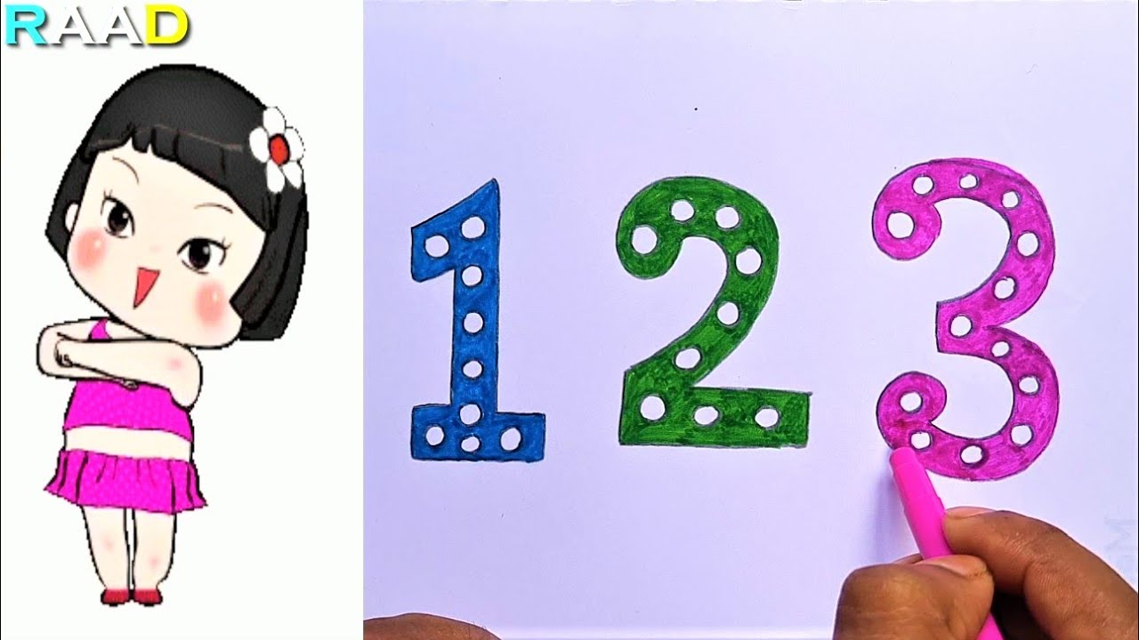 123 Drawing For Kids | Color with 123 - YouTube