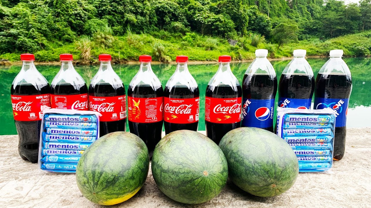Experiment: Watermelon, Coca Cola , Pepsi and Mentos - YouTube