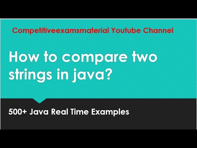 Java String Compareto Youtube How To Compare Strings In Java 14 2209