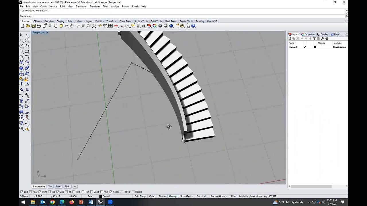 ARCH290 Rhino Curved Staircase with handrail - YouTube