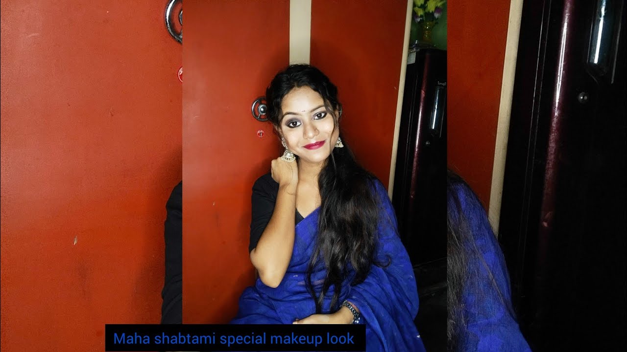 maha saptami special simple makeup look ️details se dakte chile comment ...