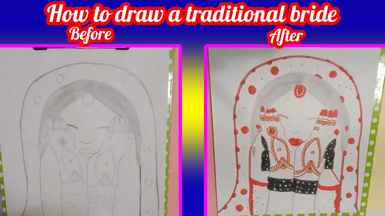 How to draw a traditional bride - YouTube