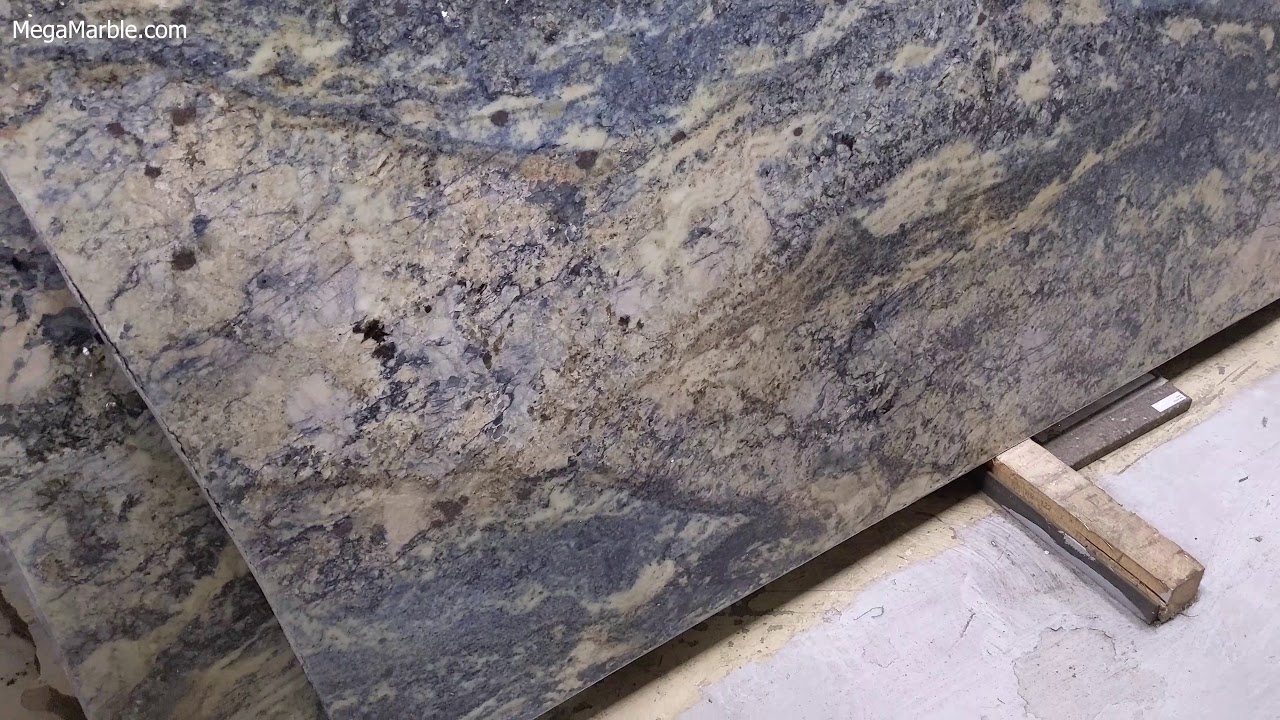 Azurite Granite blue slab - YouTube