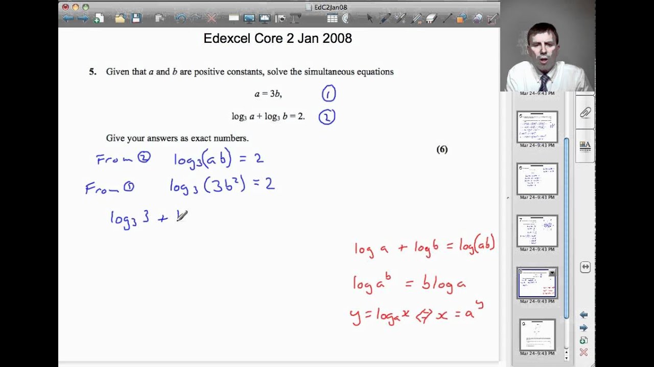 A-Level Maths Core 2 Paper January 2008 - Q5 - Edexcel - YouTube