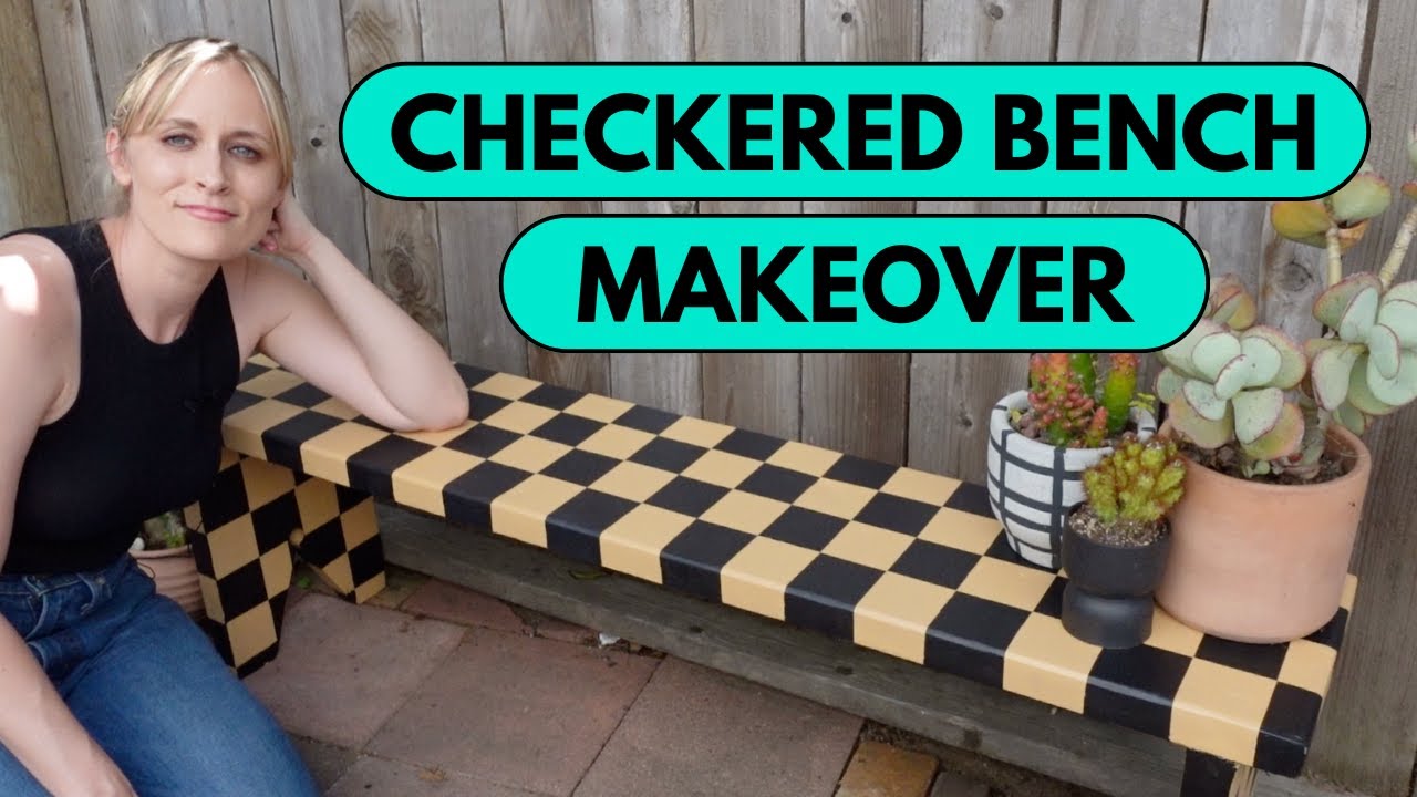 Checkered Bench Makeover | Trendy Furniture Flip - YouTube