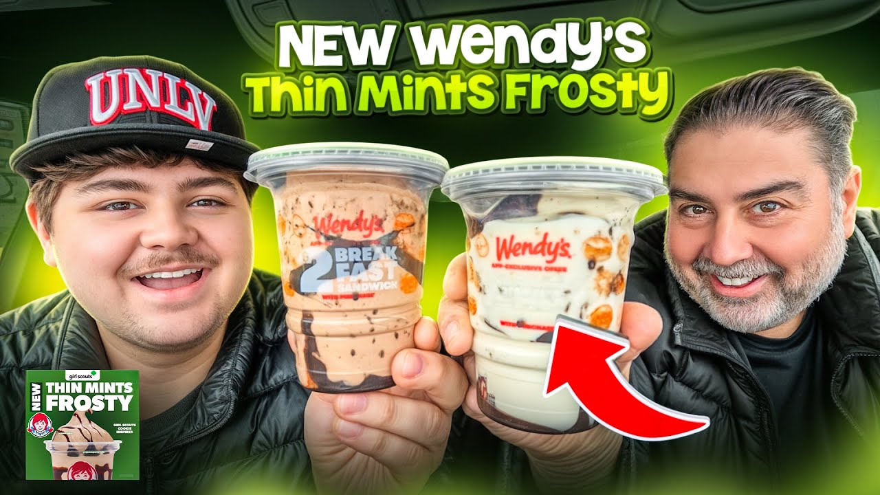 Trying Wendy's NEW Girl Scout Thin Mint Frosty For The First Time ...