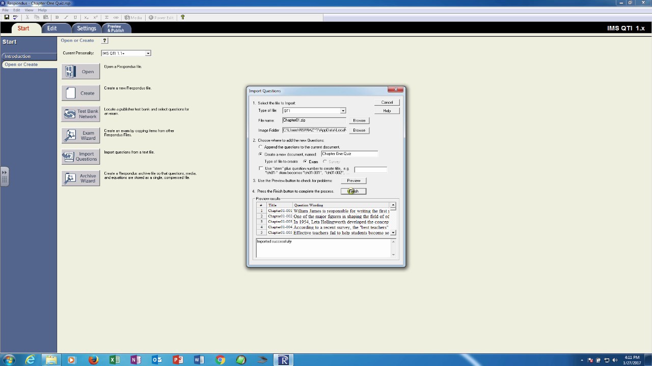 Respondus 4.0 Importing QTI Zip File Into Respondus 4.0 - YouTube
