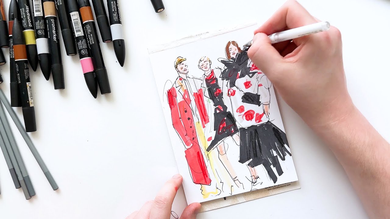 How To Draw 3 People In 10 Minutes?! - Live Event Fashion Illustration ...