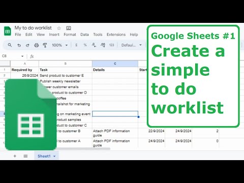 Google Sheets #1 create a simple to do worklist 240924 - YouTube