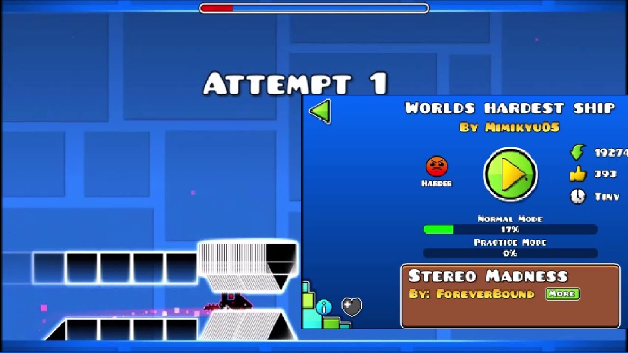 Geometry Dash | WORLD'S HARDEST SHIP CHALLENGE (Beaten in 12 attempts ...