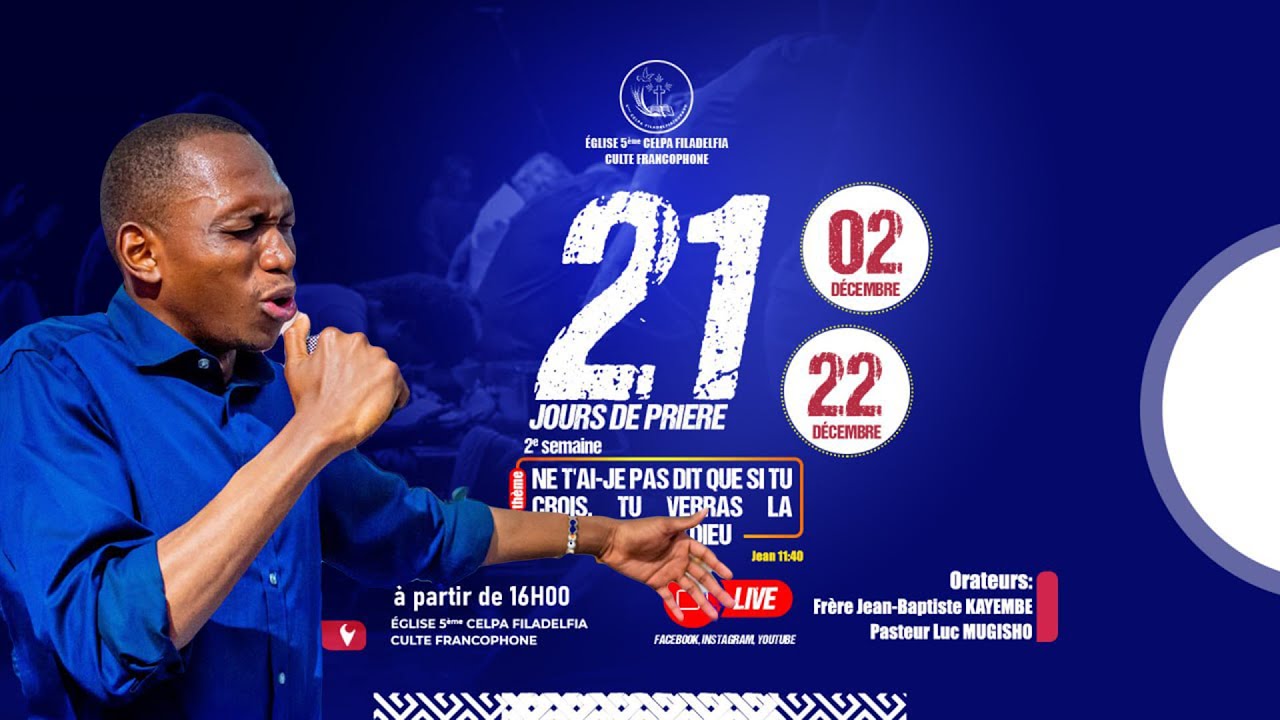 Live-21 jours de Prière (Jour 8) | Petit-Jean KAYEMBE - YouTube