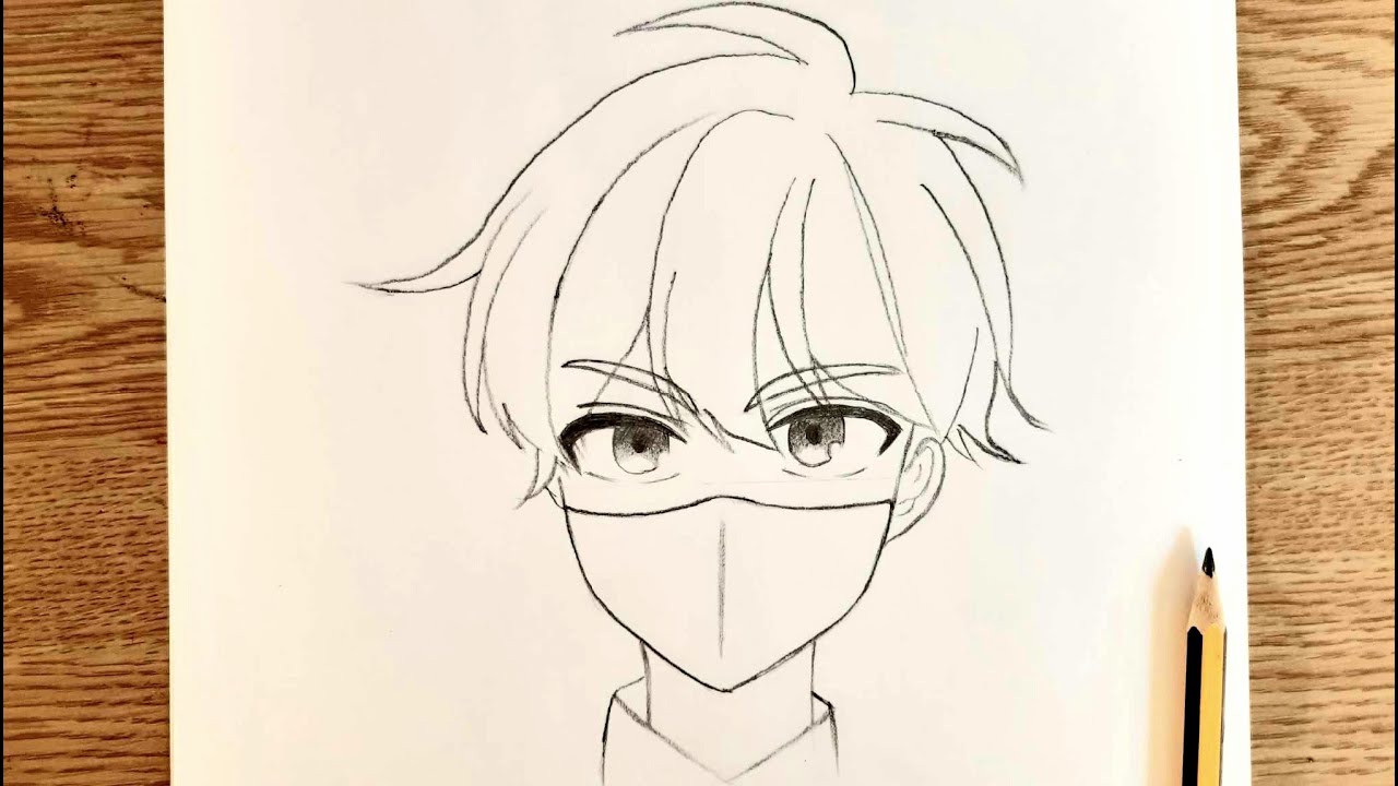 Easy anime drawing | how to draw anime boy wearing a mask - YouTube
