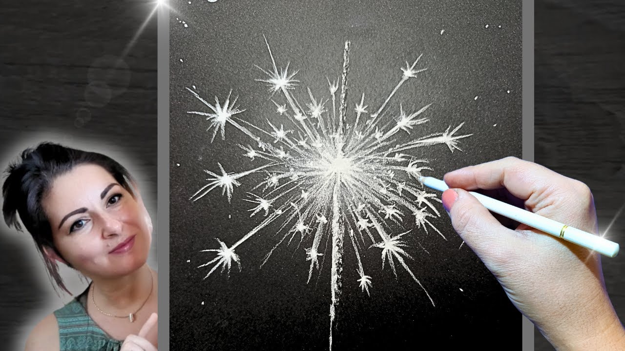 SPARKLER: Chalk drawing tutorial Kresba křídou: PRSKAVKA - YouTube