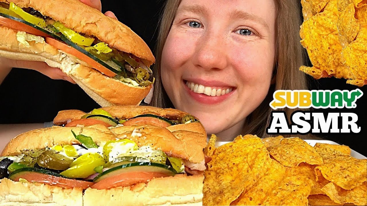 ASMR SUBWAY SANDWICH MUKBANG (No Talking) Eating Sounds - YouTube