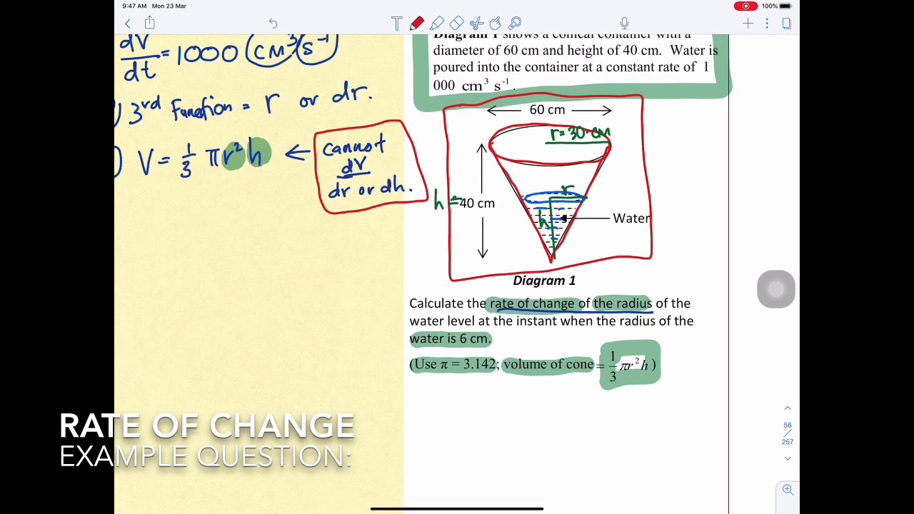 DIFFERENTIATION: RATE OF CHANGE 2 - Example Question - YouTube