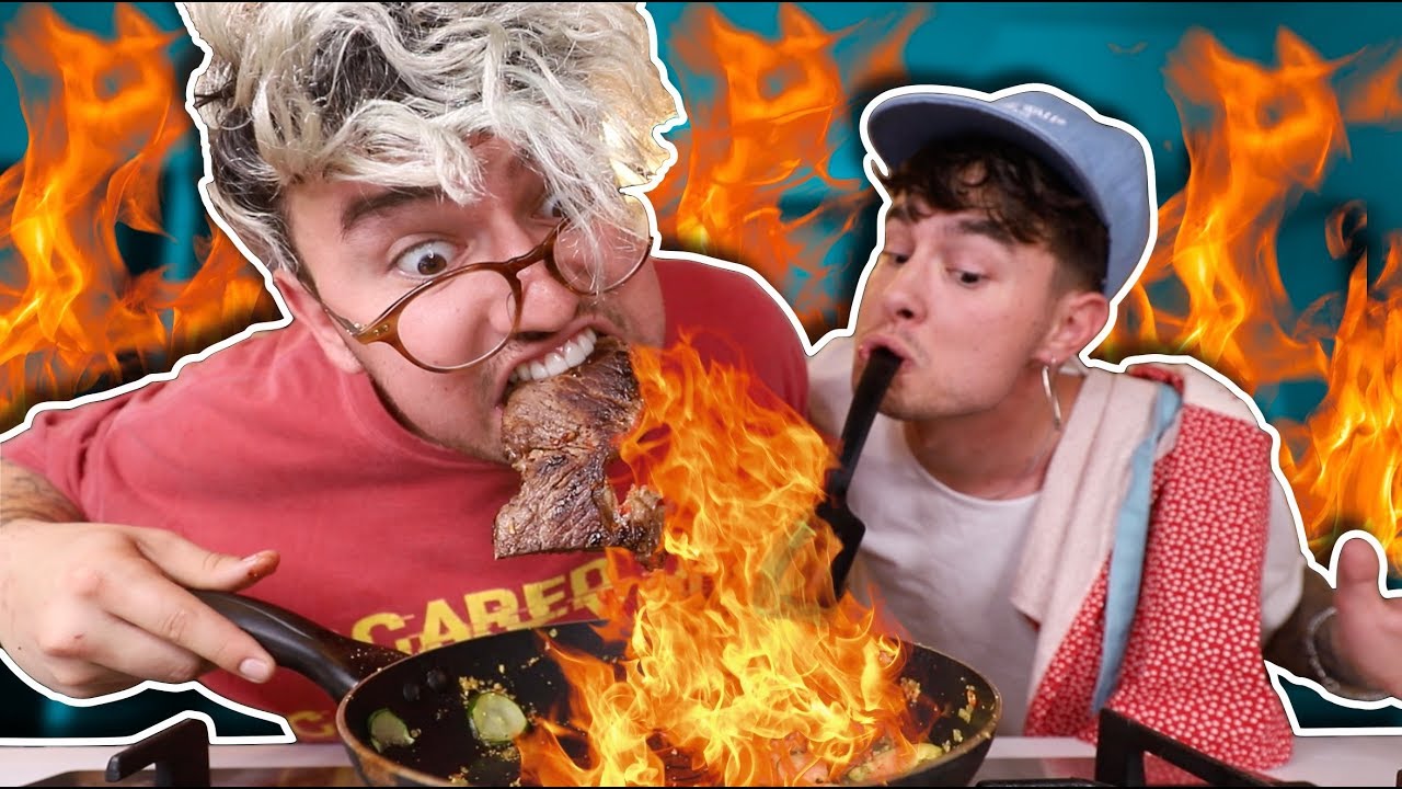 Cooking A Whole Meal WITHOUT Using Our Hands - YouTube
