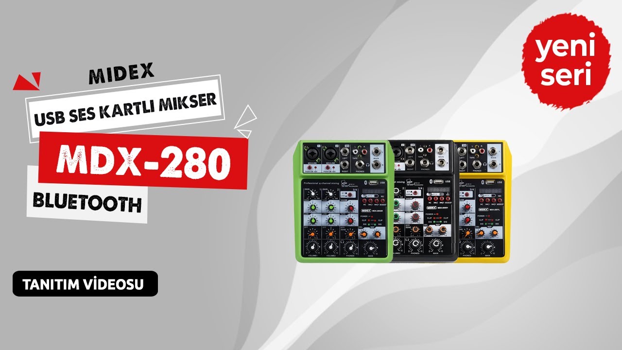 Midex MDX-280 Ses Kartlı Ses Mikseri Stüdyo Kayıt Mixer - YouTube