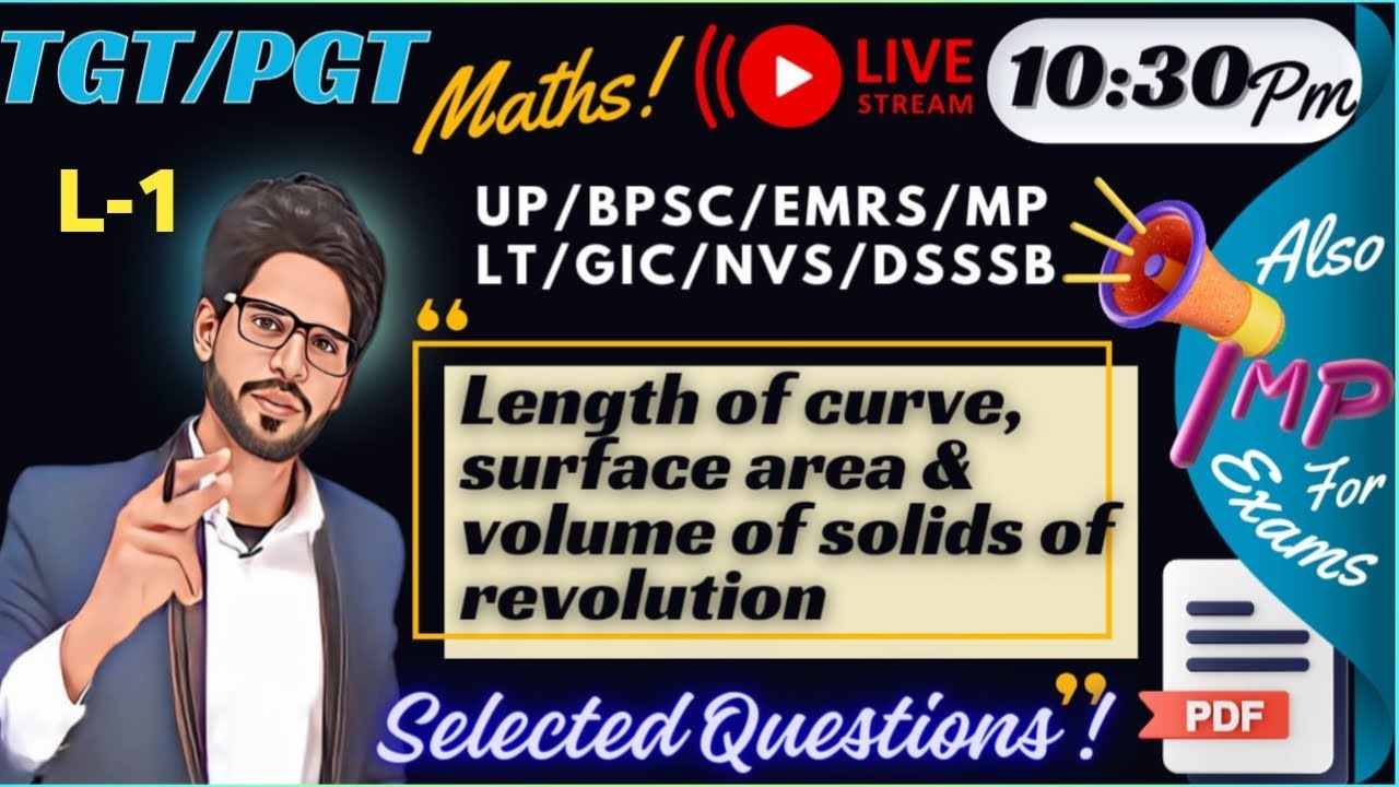 L1, TGT PGT MATHS | UP TGT MATHS Length of Curve, Surface Area and ...