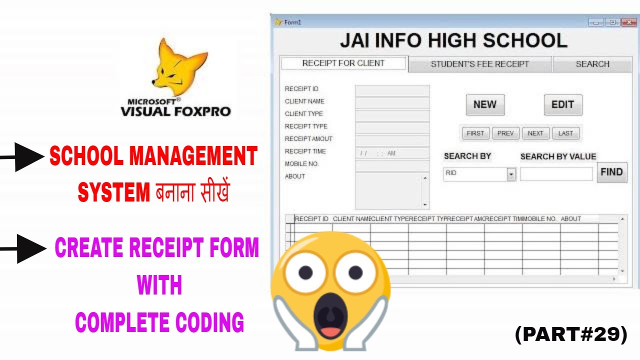 Create Receipt Form With Coding In Hindi || School Management Project ...