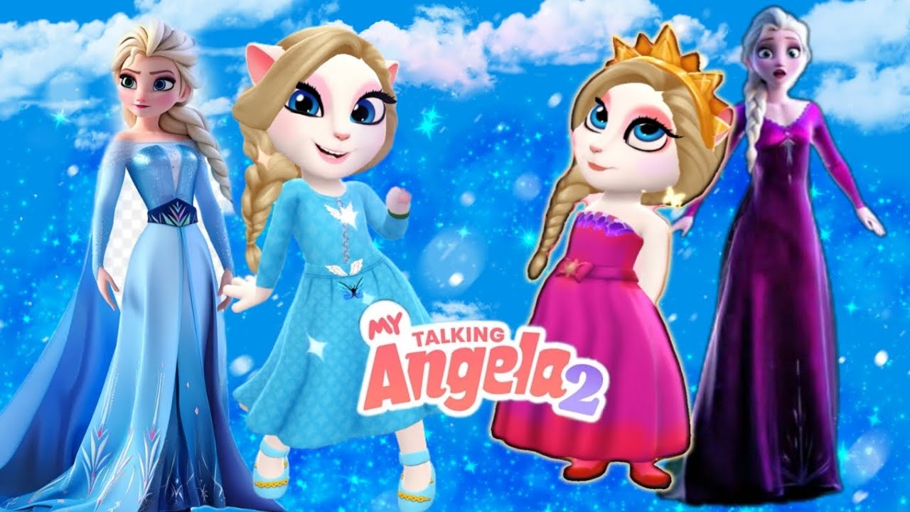 My Talking Angela 2|Frozen Elsa Vs Princess Elsa 2|New Update Cosplay ...