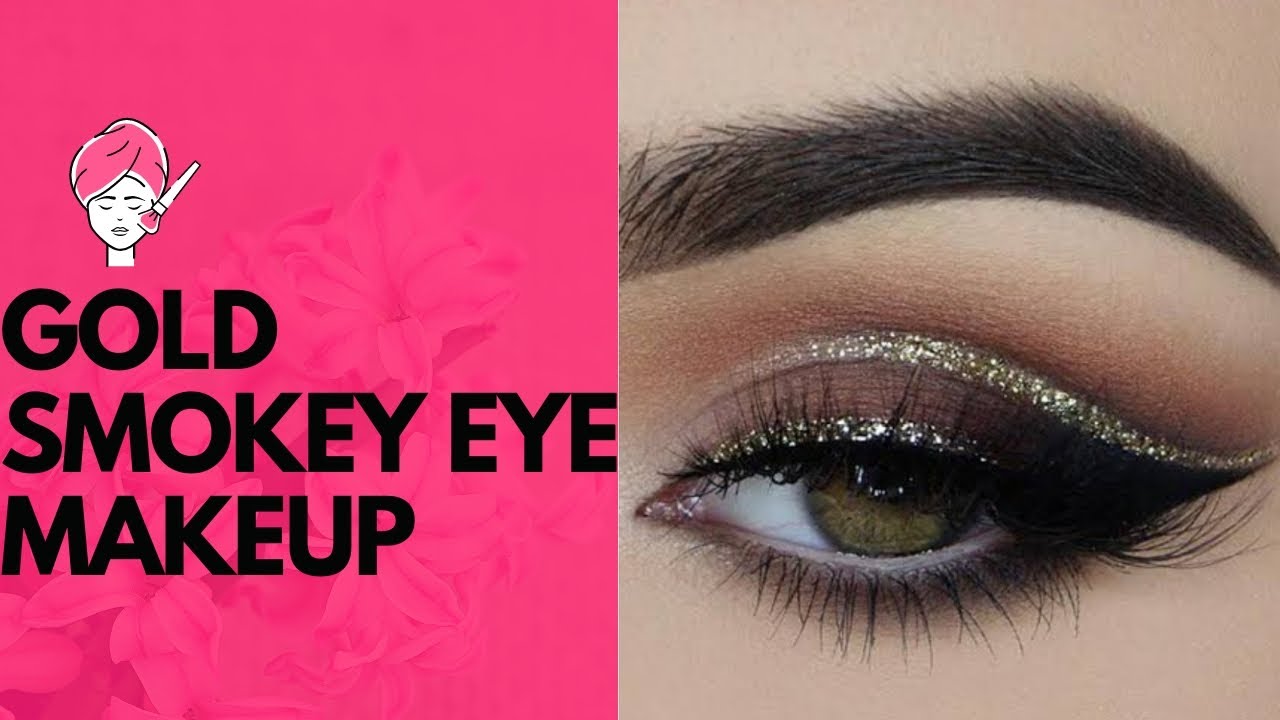 Gold smokey glitter eye makeup tutorial by Laraib🥰🥰 - YouTube