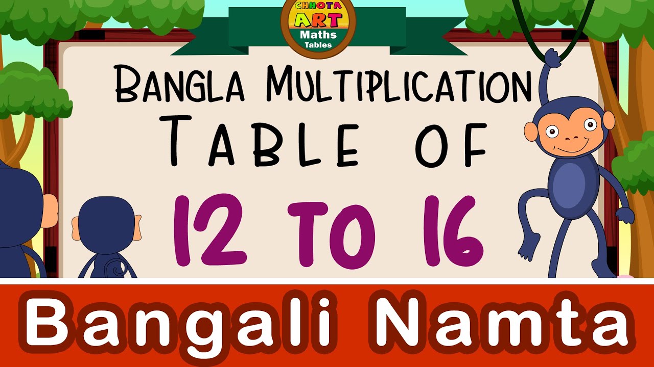 Table of 12 to 16 in Bengali | Multiplication 12 to 16 Tables in ...
