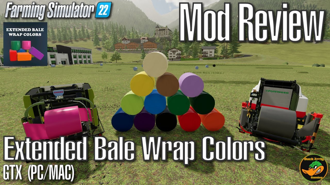 FS22 Mod Review - Extended Bale Wrap Colors - GTX - YouTube