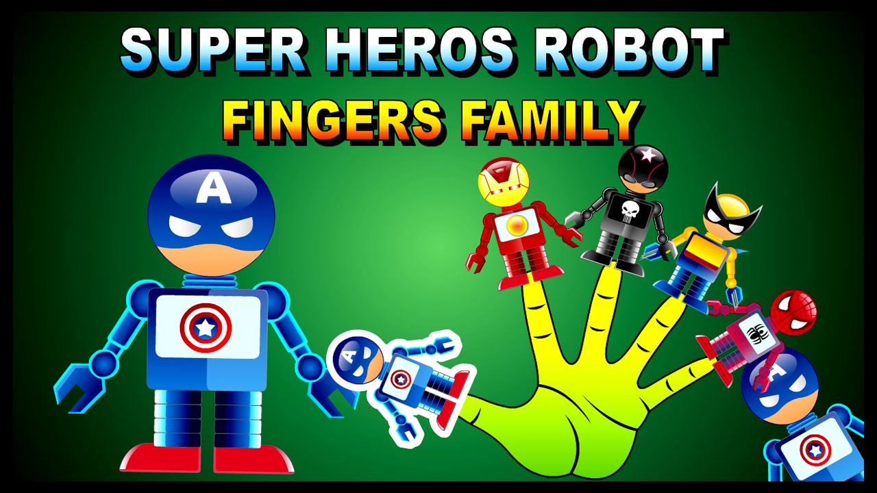 SuperHeroes Finger Family Nursery Rhymes for Children Robot Finger ...