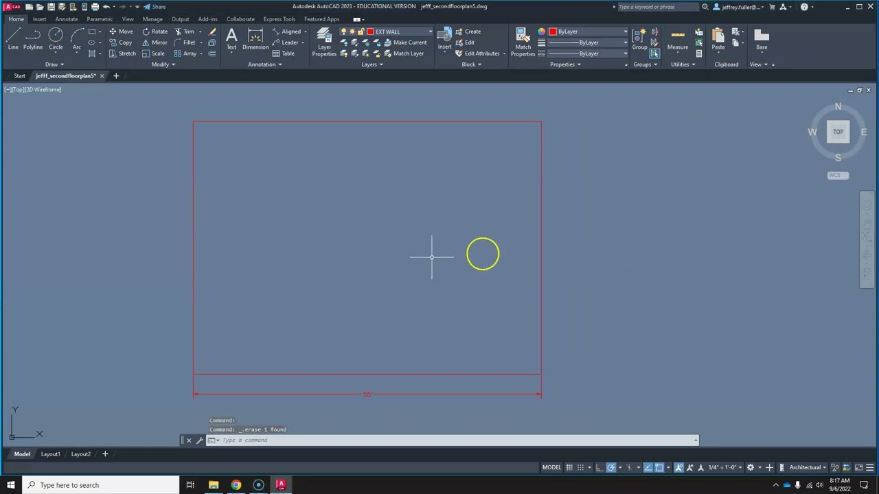 AutoCAD Establish Exterior Walls - YouTube